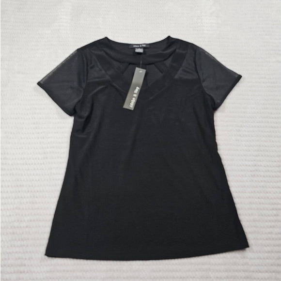 Adele & May | Tops | Adele May Shirt Womens Small Black Short Sleeve ...